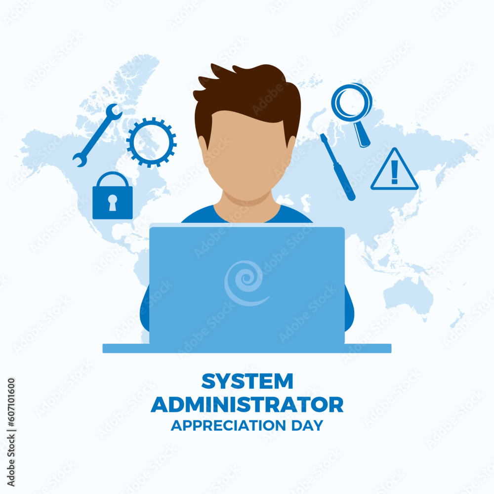 System Administrator Appreciation Day vector illustration. Male admin ...