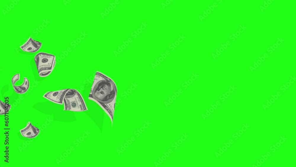 100 Dollars Money Flying Animation. Money Fall Background. Money flying ...