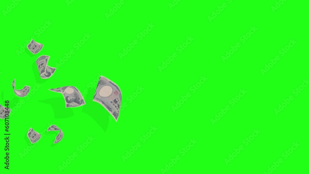 Yen Money Flying Animation. Money Fall Background. 1000 Yen japan money ...