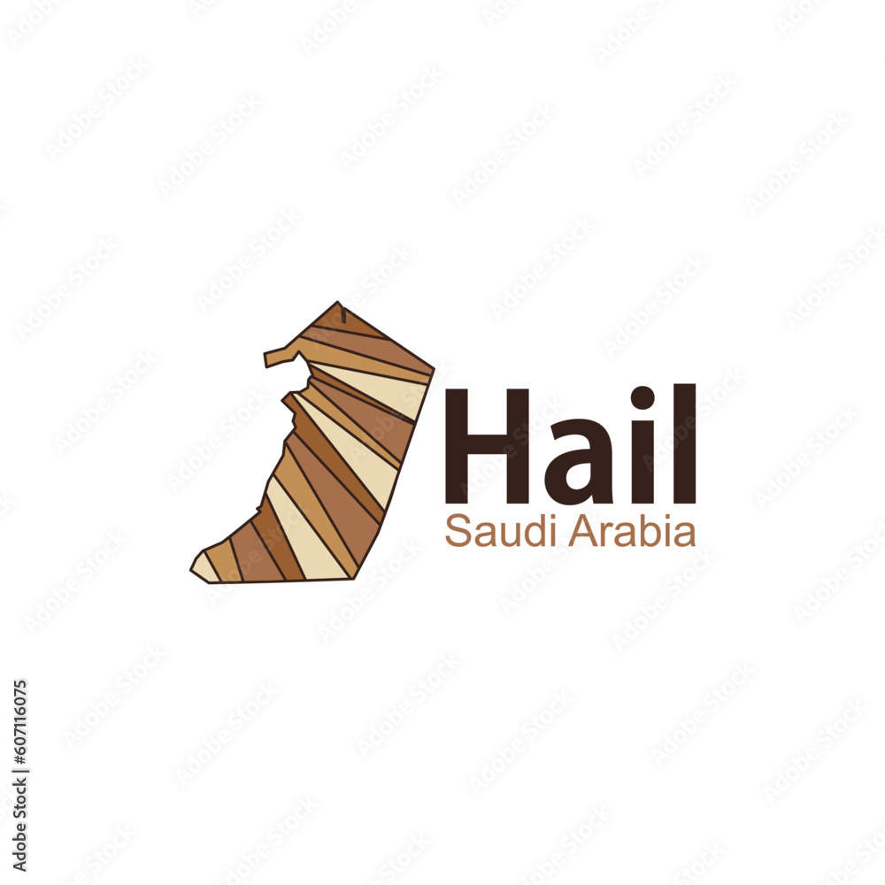 Simplified map of Hail region in KSA with Arabic word for "Hail & KSA ...