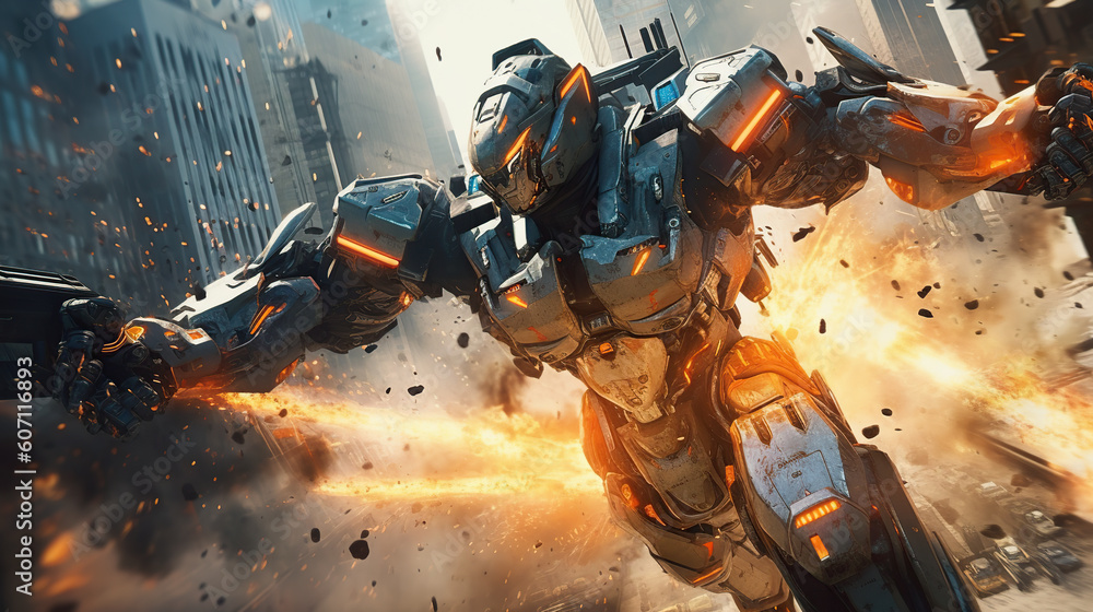 game characters. Action scene with soldiers in armor at war against ...