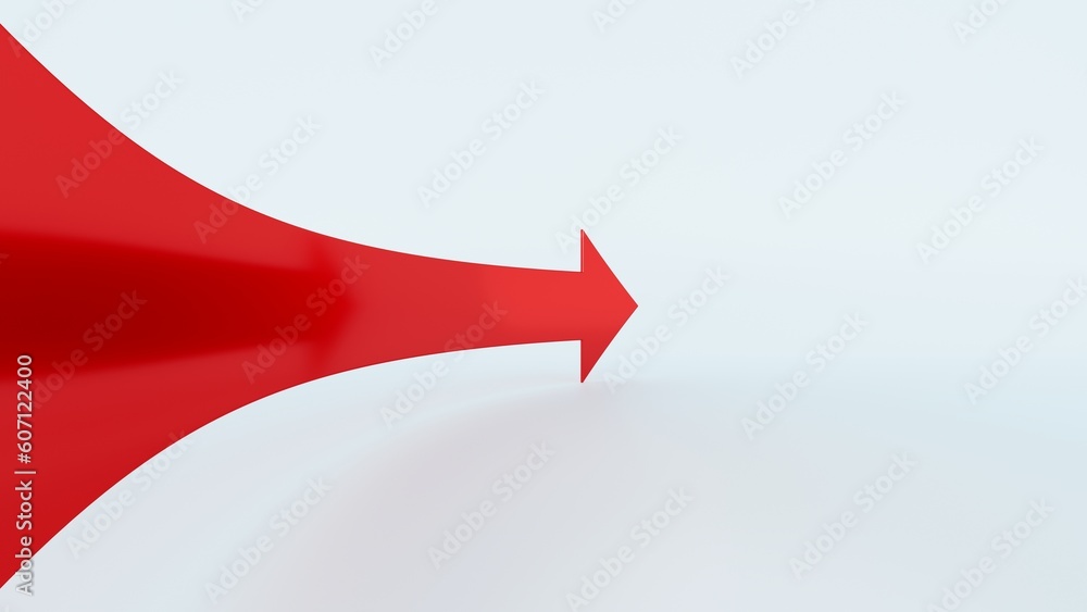 3d render, abstract red ribbon with arrow tip, isolated on white ...