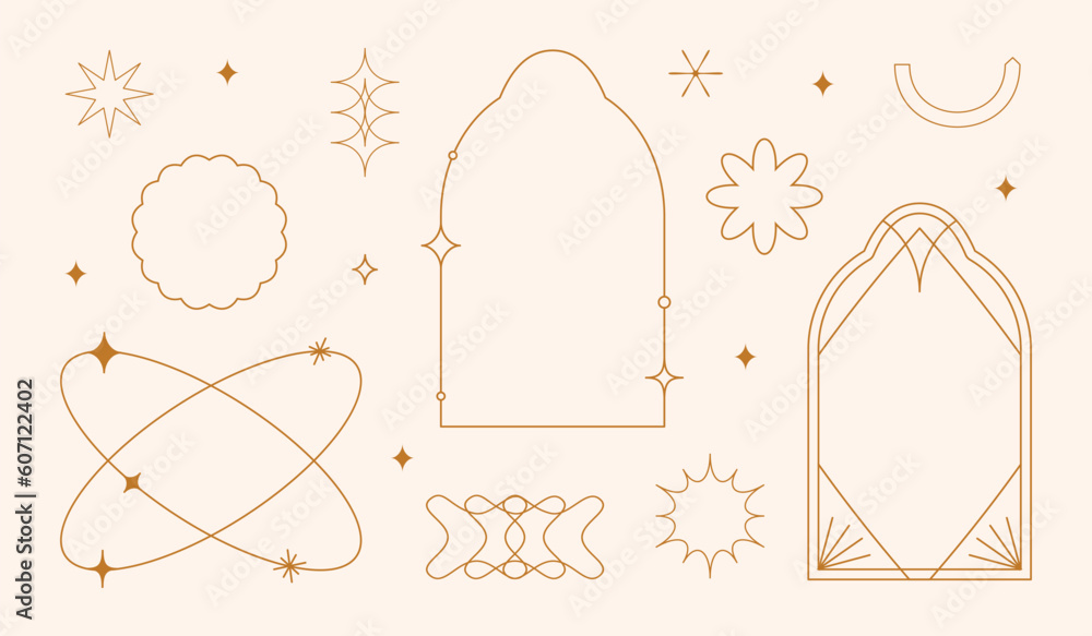 Vector set of linear minimalistic aesthetic frames, borders, geometric ...
