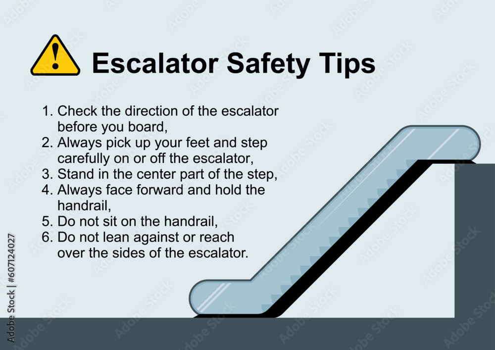 Escalator safety tips banner and poster design. Eps vector illustration ...