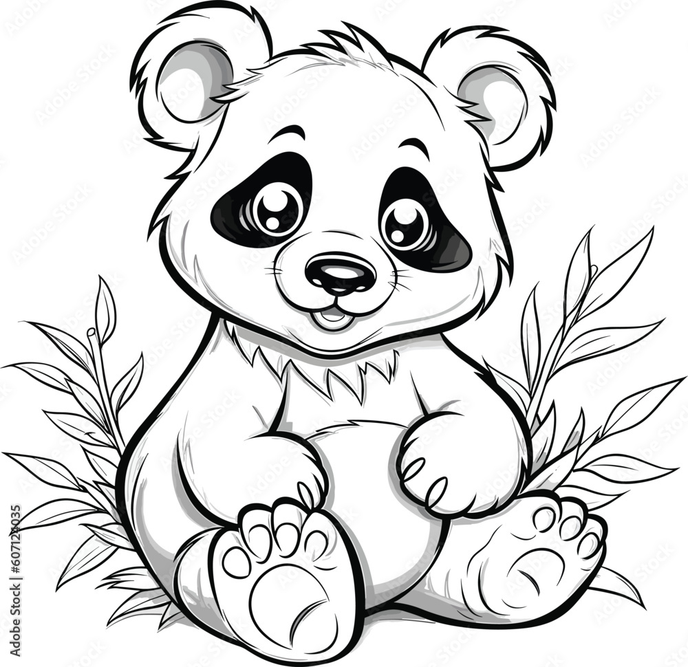 Panda, colouring book for kids, vector illustration Stock Vector ...