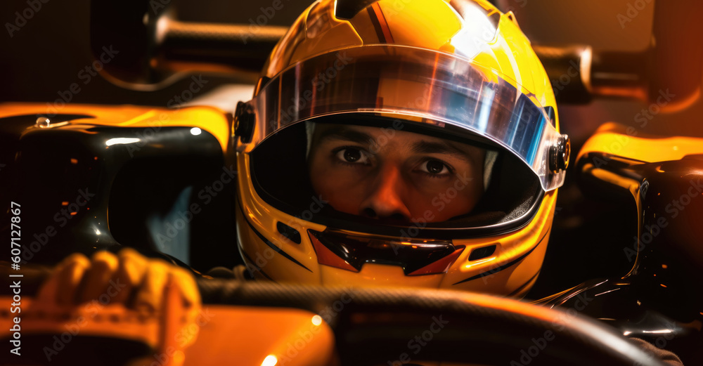 Sports car racing driver concentrated eyes in car cockpit closeup Stock ...