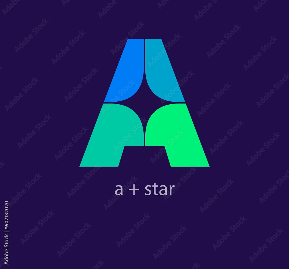 Unique letter a and star combination logo. Modern color transitions ...