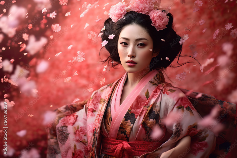 Portrait of fictional, not based on a real person japanese geisha ...