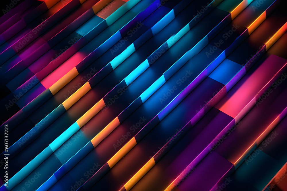 Radiant Rainbow Bars: Dynamic linear shapes of vibrant colors against a ...