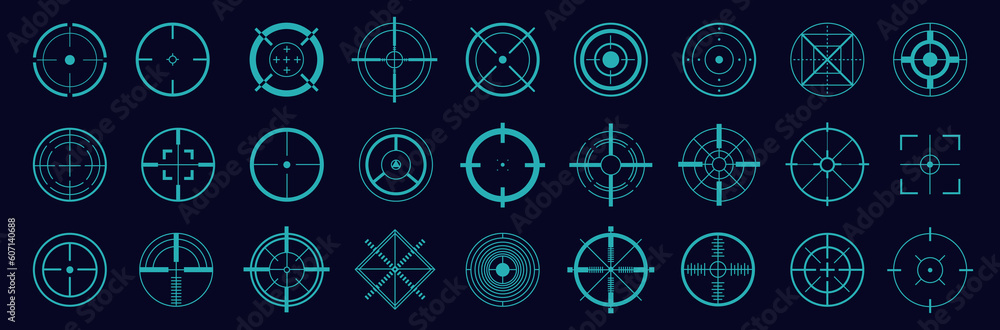 Hud targets elements, focus crosshair graphics. Control target, sniper ...
