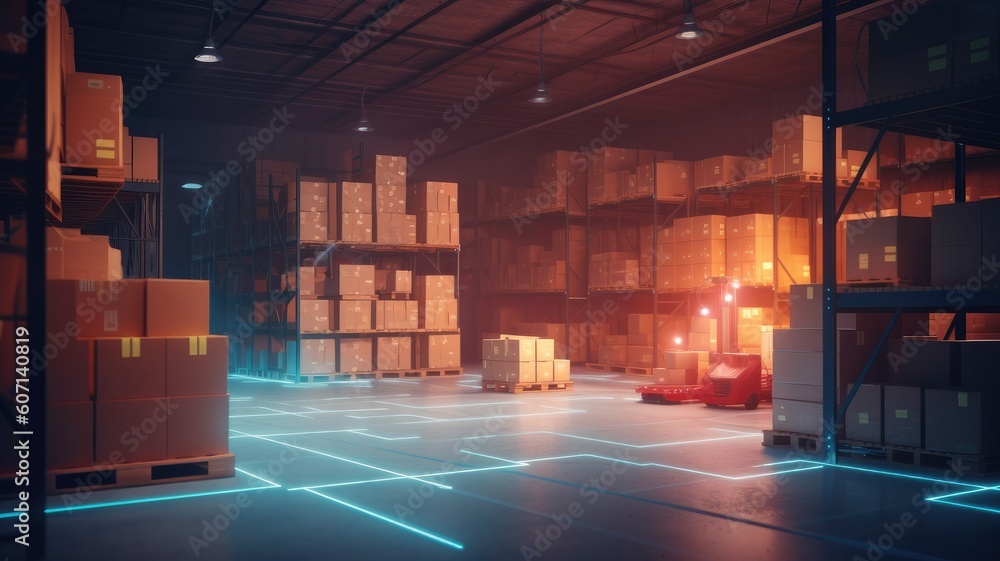 Smart warehouse. advanced and technologically equipped facility that ...