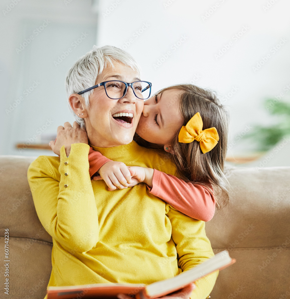 grandchild family child grandparent grandmother book reading elderly ...