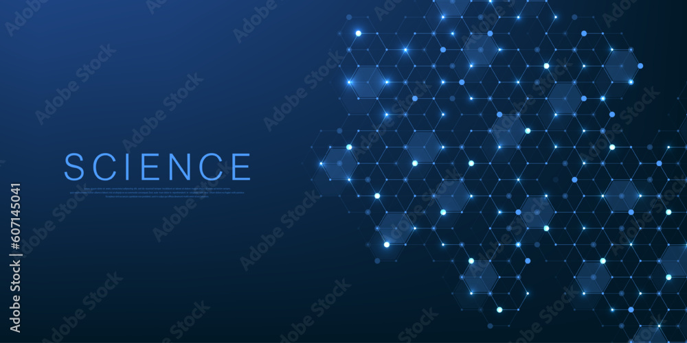 Technology abstract lines and dots connect background with hexagons. Hexagons connection digital ...