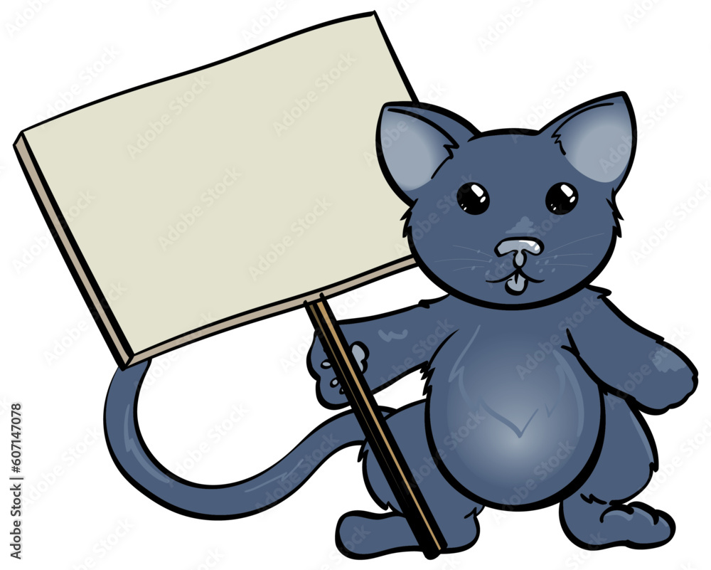 Cartoon Cat Holding a Sign Stock Vector | Adobe Stock