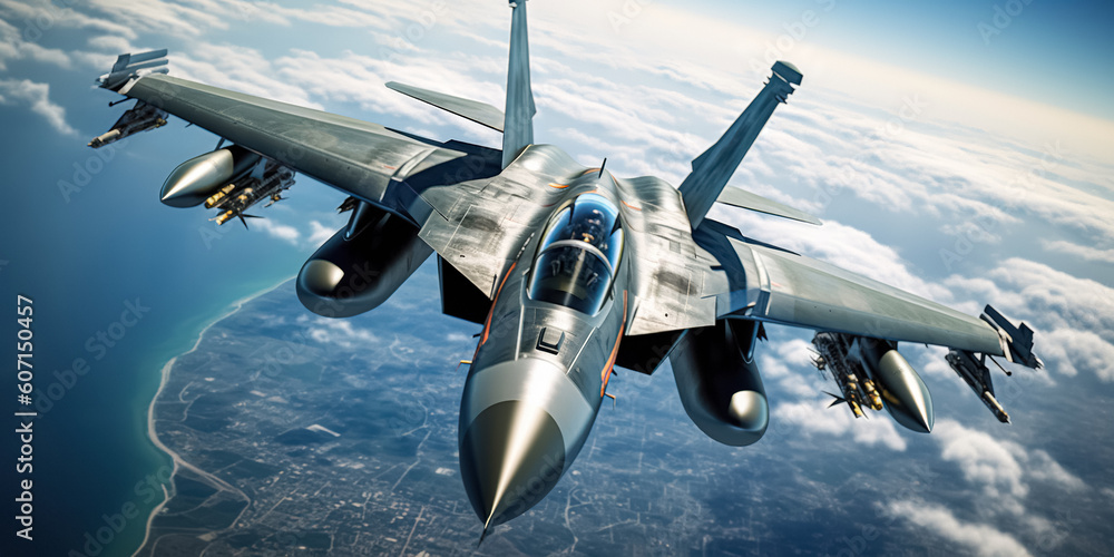 Combat military fighter jet at high speed for tracking and hitting a ...