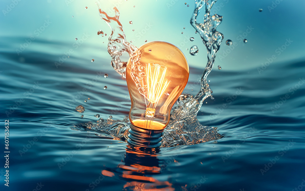 When the light bulb effortlessly submerges in the water, it causes a ...