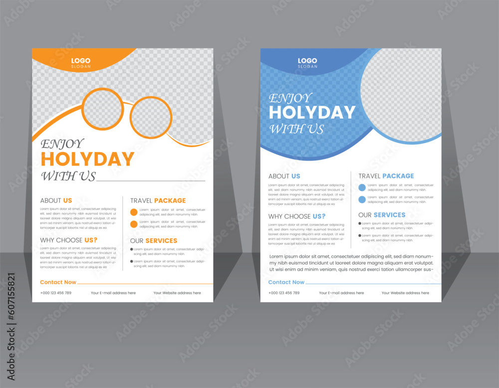 Travel poster or flyer pamphlet brochure design layout space for photo ...