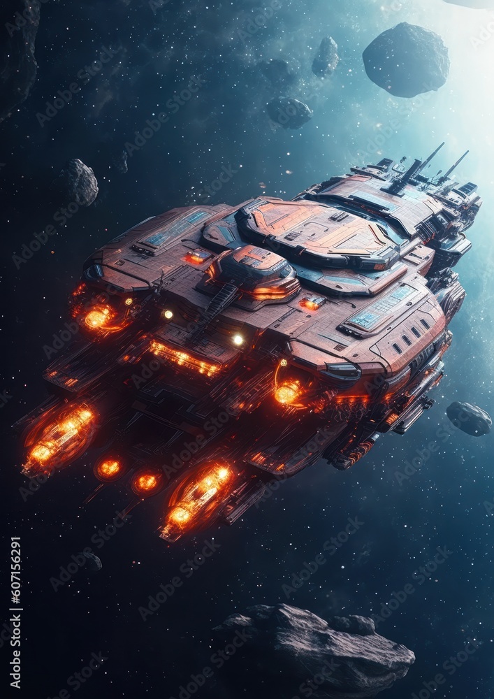 planet spaceship flying space rocks planets background profile ...