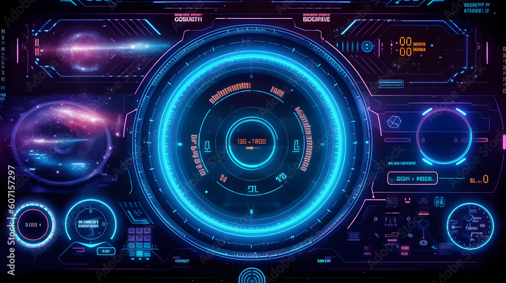Sci-Fi Futuristic Glowing HUD Display. Vitrual Reality interface ...