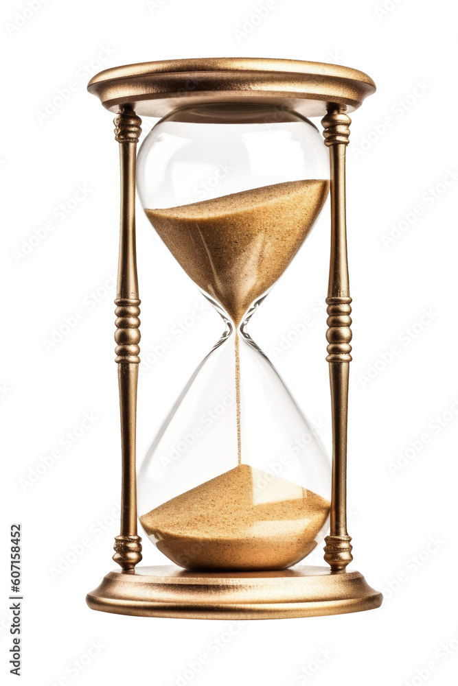 Vintage Golden Hourglass Isolated on Transparent Background ...