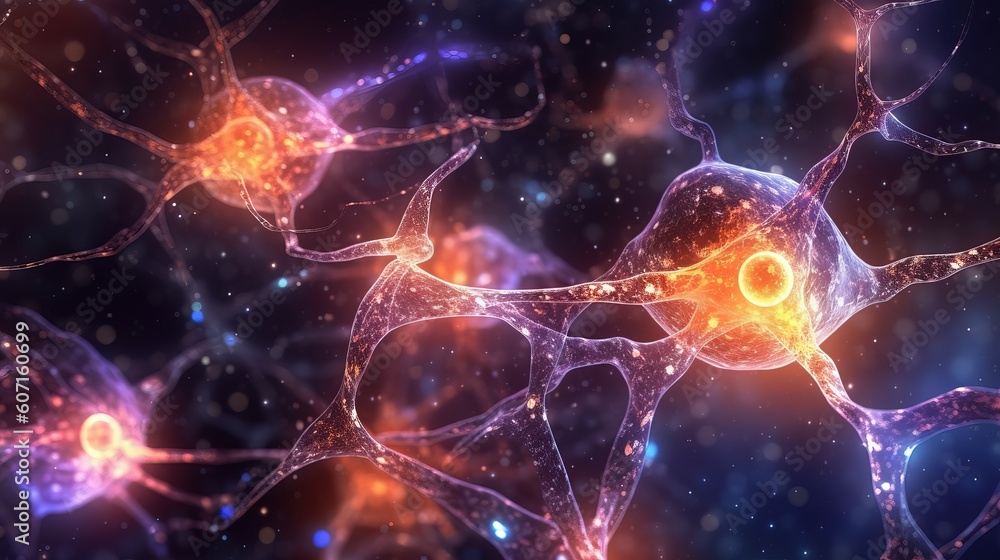 Active nerve cells. Neurology and brain activity concept. Neural ...