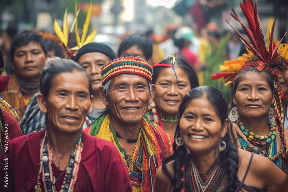 A colorful procession of indigenous people in Guatemala City, Guatemala ...