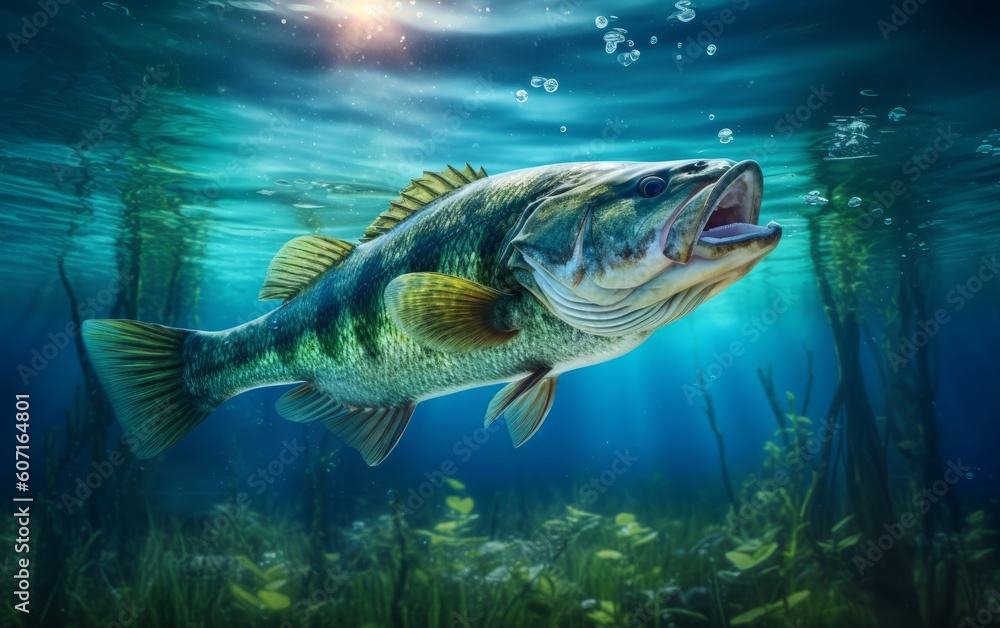 Largemouth Bass Summer Blue created with Generative AI Technology, ai ...