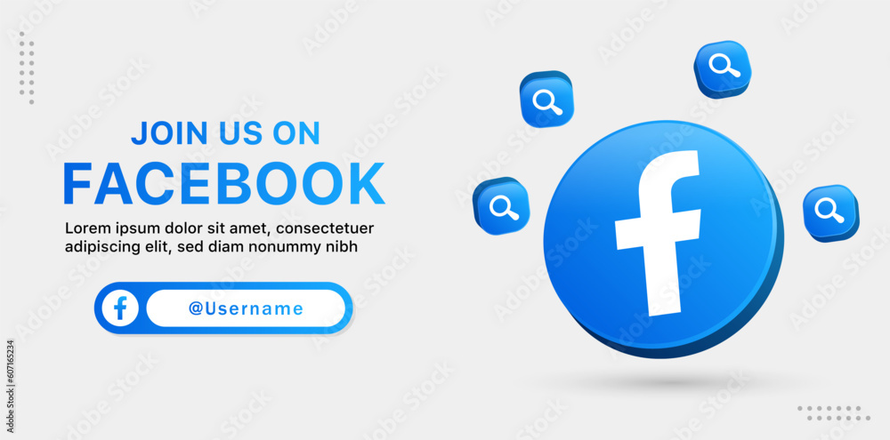 Join follow us on facebook. 3d facebook logo social media icons, lower ...