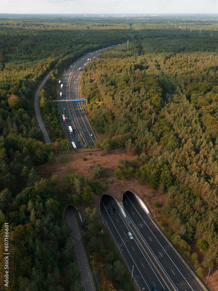 Foto de This aerial drone photo shows a wildlife ecoduct in the ...
