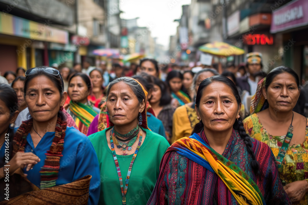 A colorful procession of indigenous people in Guatemala City, Guatemala ...