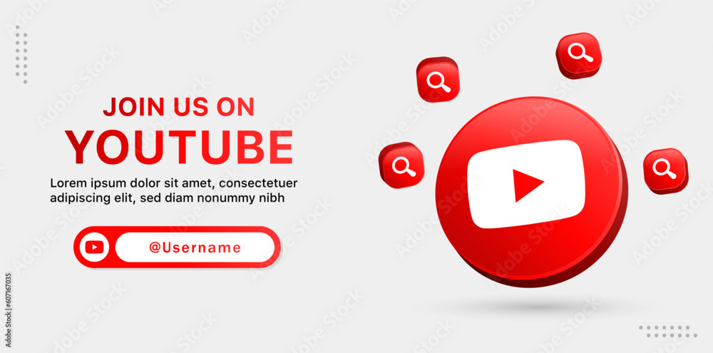 Join follow us on youtube. 3d youtube logo social media icons, lower ...