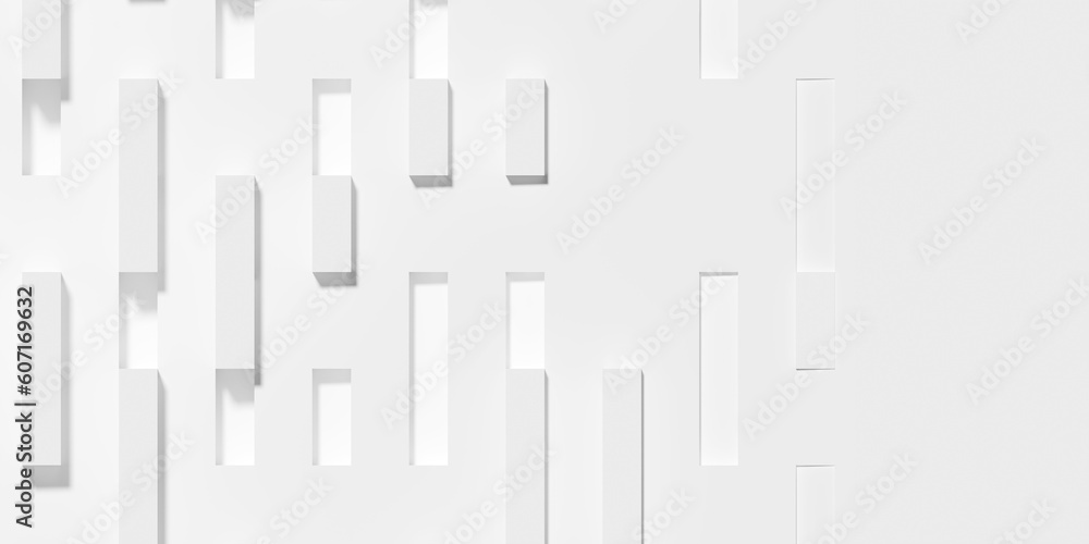 Random shifted large inset and offset cubes geometrical white ...