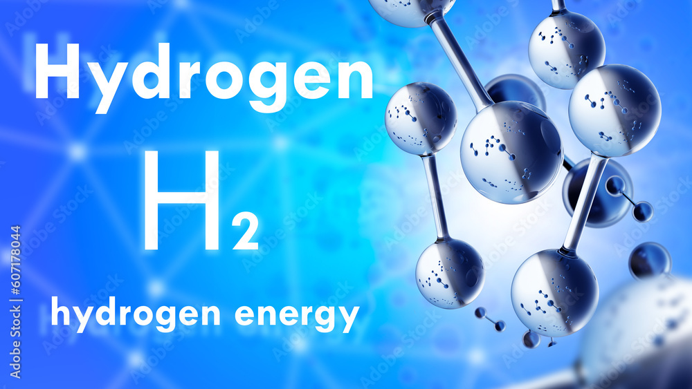 Hydrogen energy. H2 technology. Molecules of hydrogen. Innovative ...