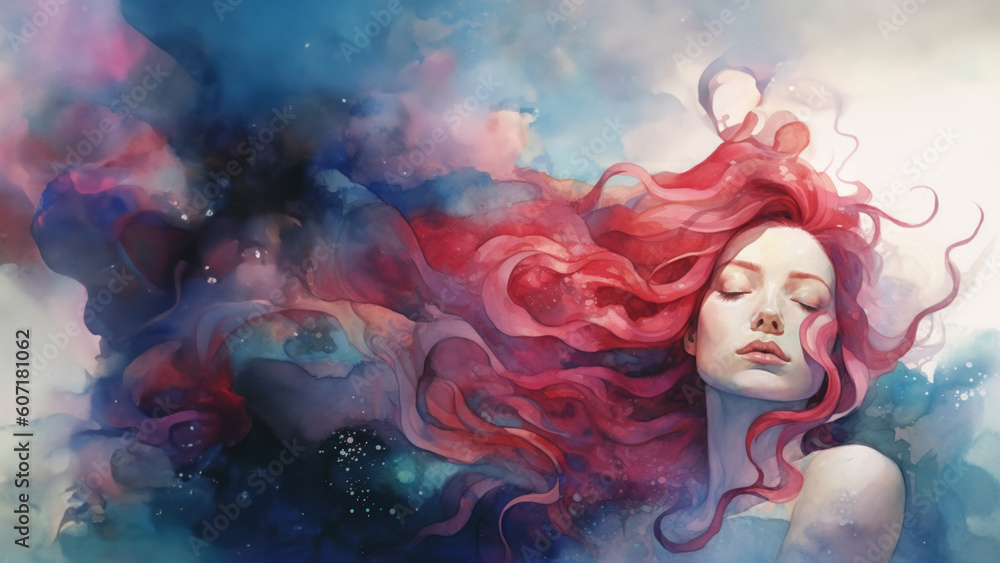 Mythical elemental princess of fiery fire, nature spirit with glowing ...