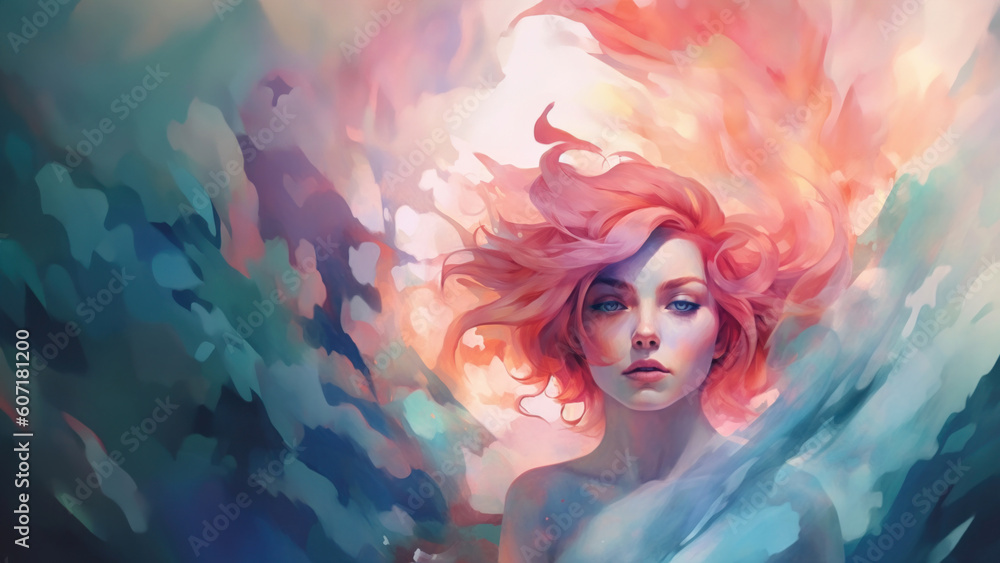 Mythical elemental princess of fiery fire, nature spirit with glowing ...