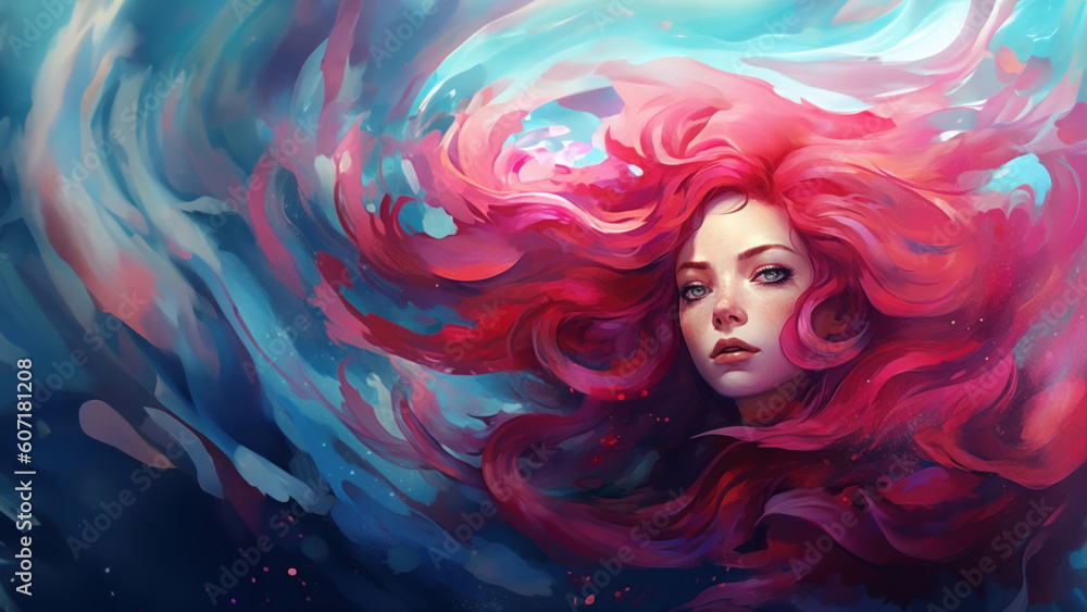 Mythical elemental princess of fiery fire, nature spirit with glowing ...