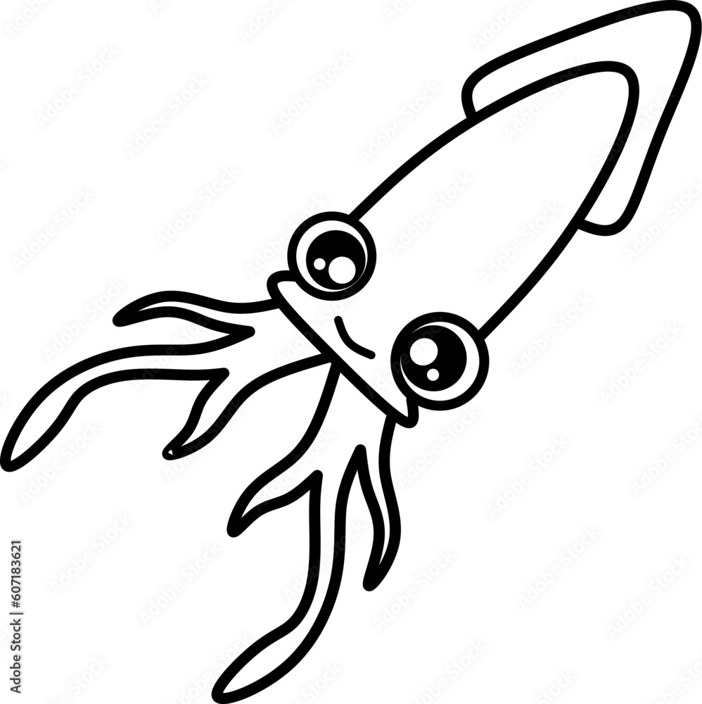 Squid line art for coloring page Stock Vector | Adobe Stock