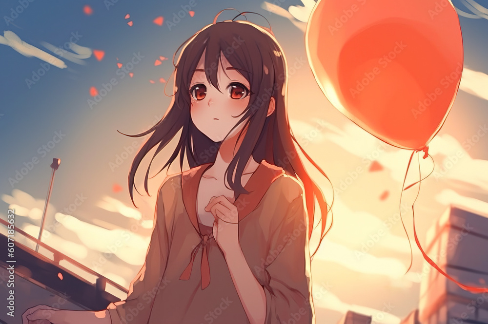 Cute anime girl. AI generated image. Stock Illustration | Adobe Stock