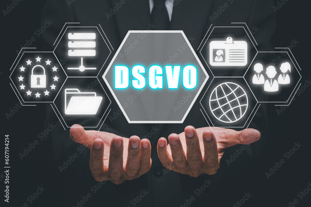 DSGVO Basic Data Protection Regulation Concept, Person hand holding ...