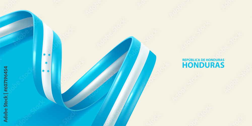 Honduras ribbon flag, bent waving ribbon in colors of the Honduras ...