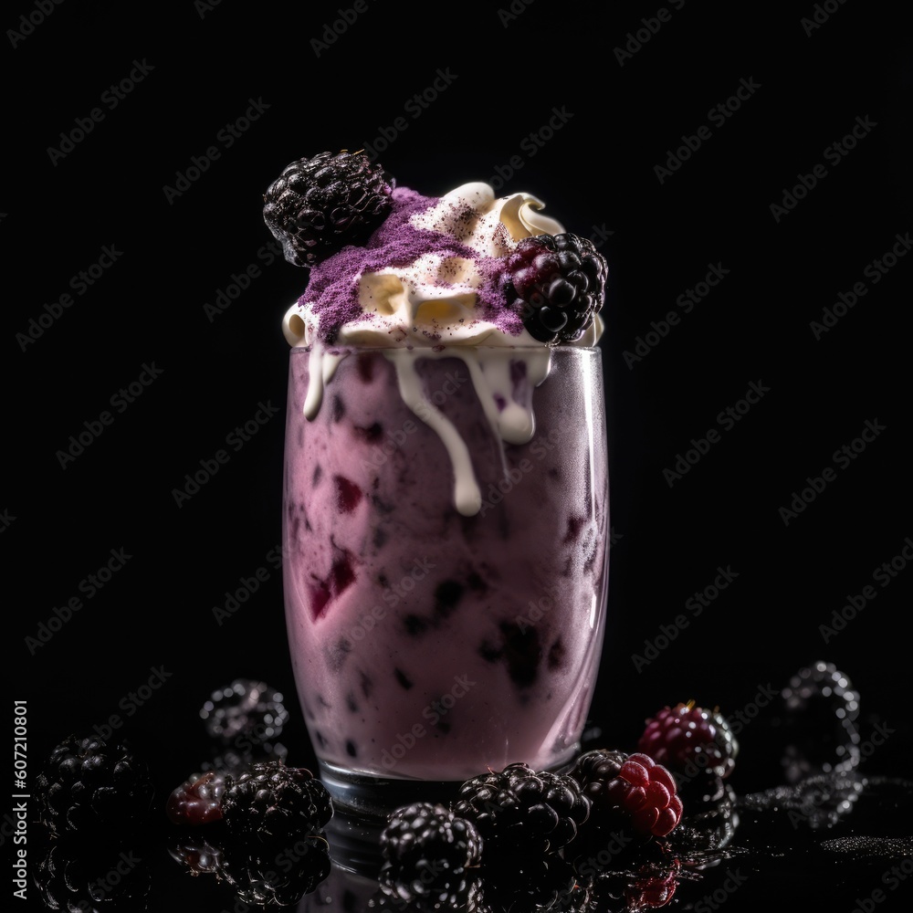 Blackberry Milkshake - food photography - made with Generative AI tools ...
