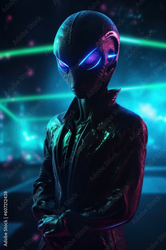 An alien dressed up for a night out at a club or bar. Generative AI ...