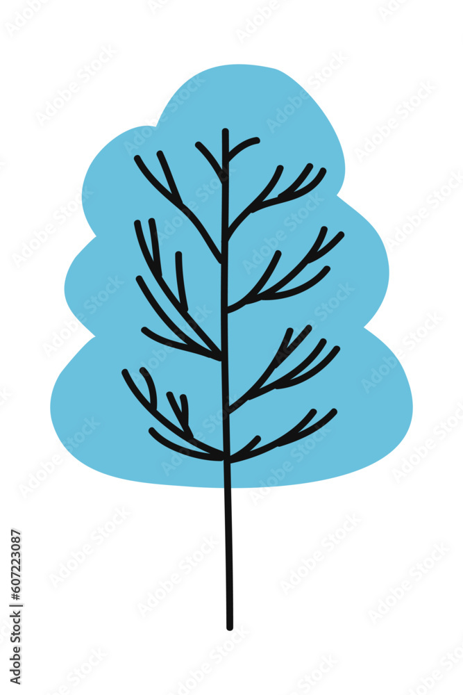 Cartoon tree isolated on a white background. Simple modern style. Cute ...