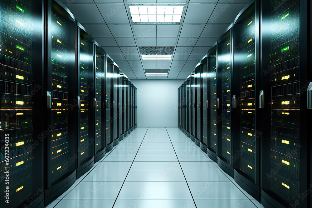 Power Hub Server Room Interior in a High-Tech Datacenter. created with ...