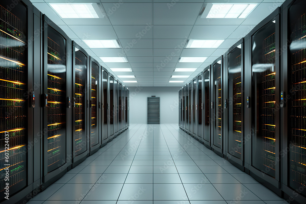 Power Hub Server Room Interior in a High-Tech Datacenter. created with ...