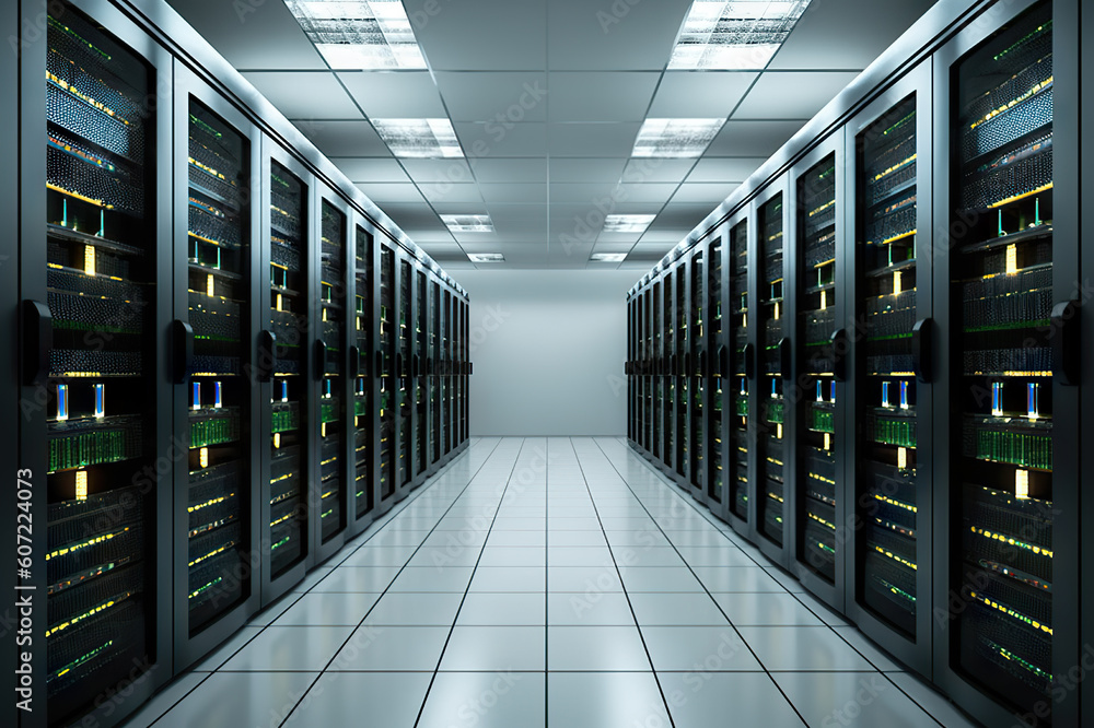 Power Hub Server Room Interior in a High-Tech Datacenter. created with ...