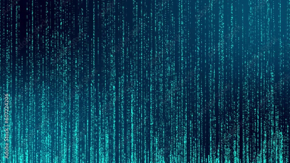 Green and blue particles going up with abstract background. Moving ...