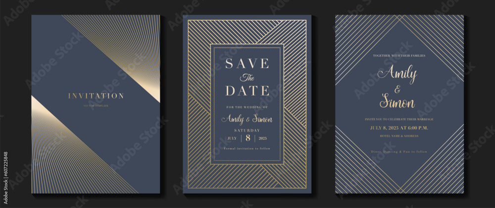 Luxury wedding invitation card background vector. Golden elegant ...
