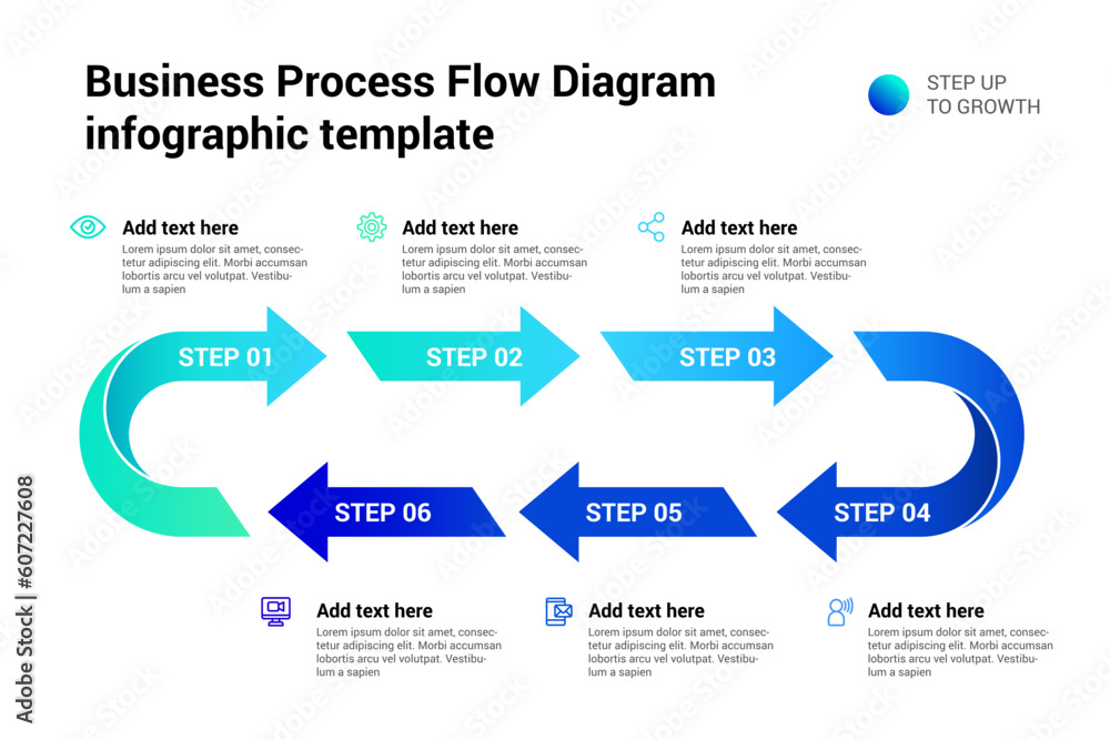 6 Process Flow Diagram Infographic เวกเตอร์สต็อก | Adobe Stock