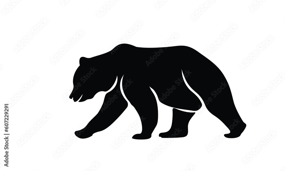 Black bear shadow for logos or designs. bear icon - vector concept ...